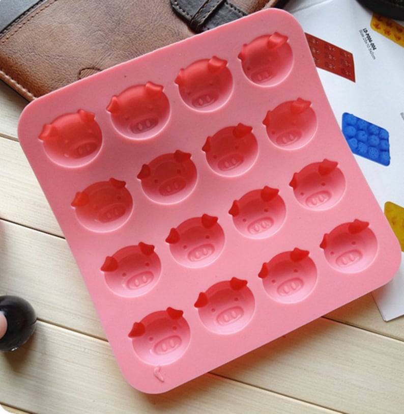 16 holes Pig Head Chocolate Mould Cake Mold Flexible Silicone | Etsy