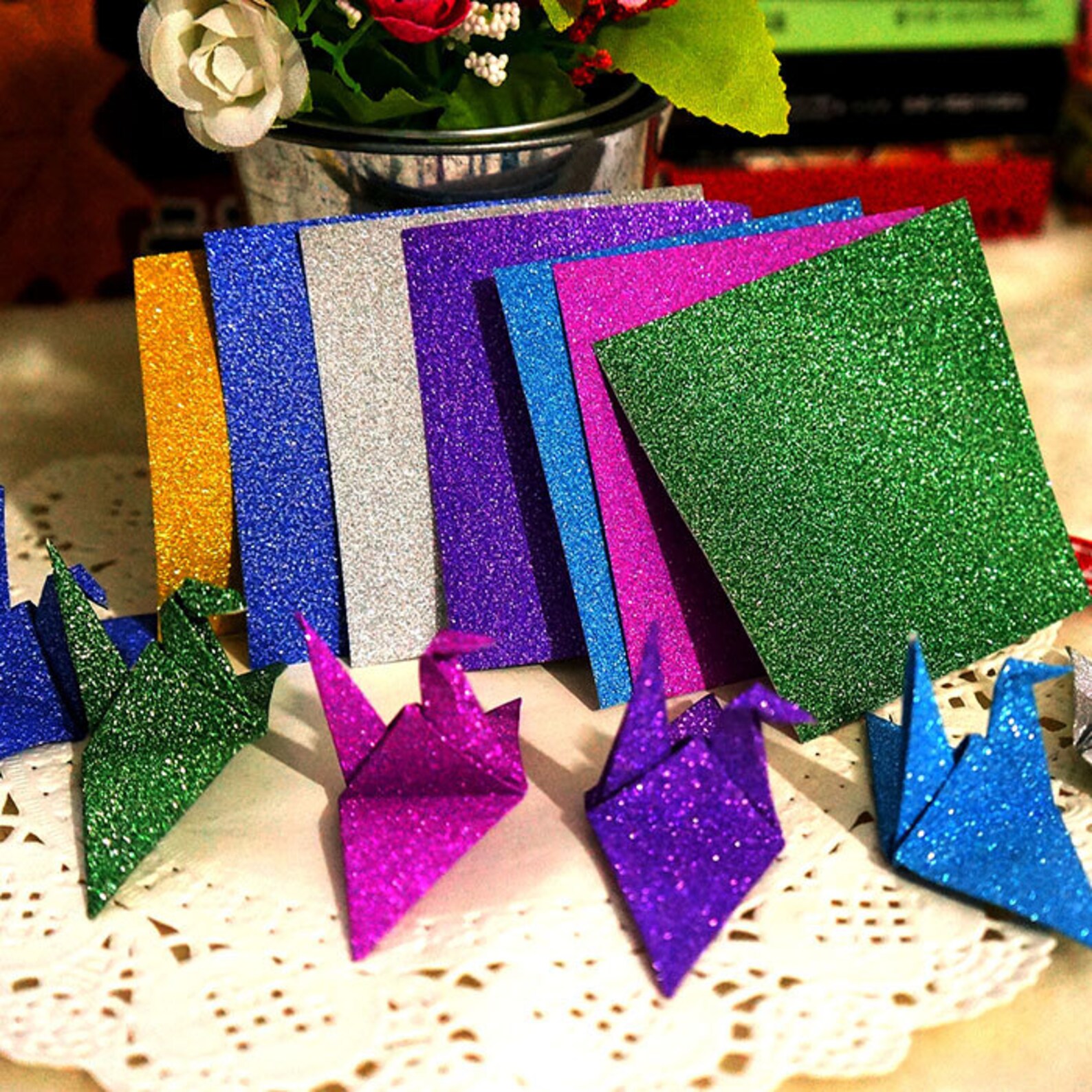 One Bag 10 Sheets Luxury Flash Origami Paper Paper Crane Kit - Etsy