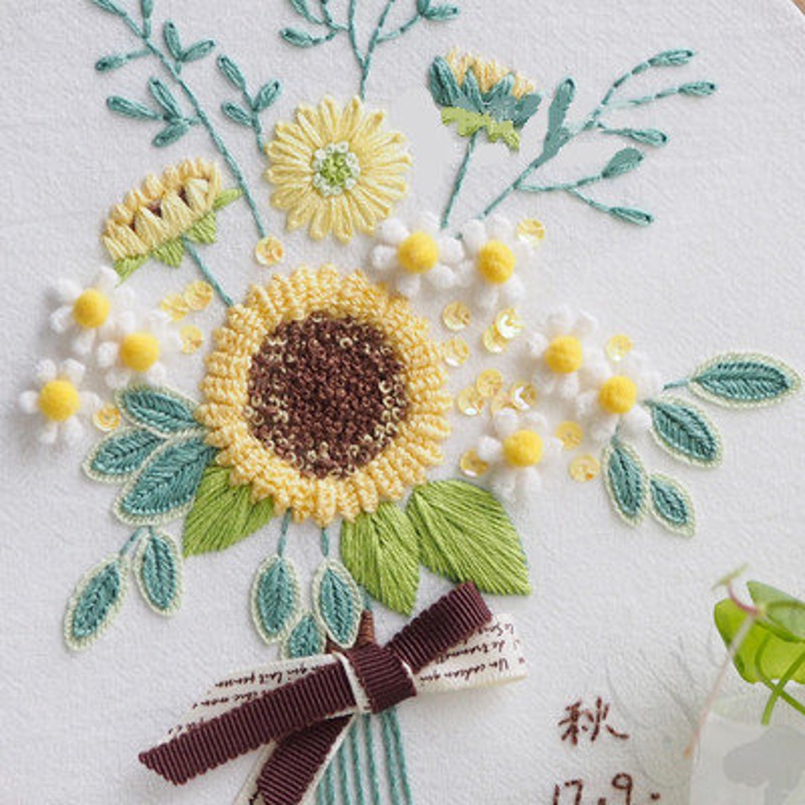 Creative Sunflower Embroidery Kit Beginner Embroidery Kit - Etsy