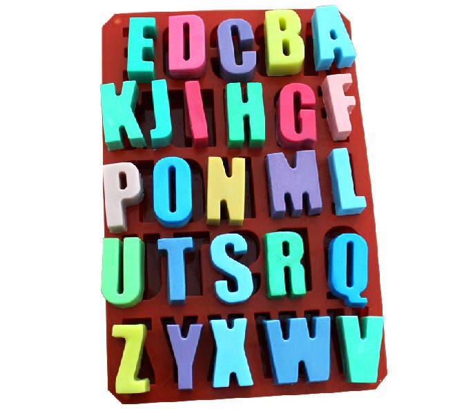 26-cavity Alphabet Letter Cake Mold Flexible Silicone Soap Mold Candle ...