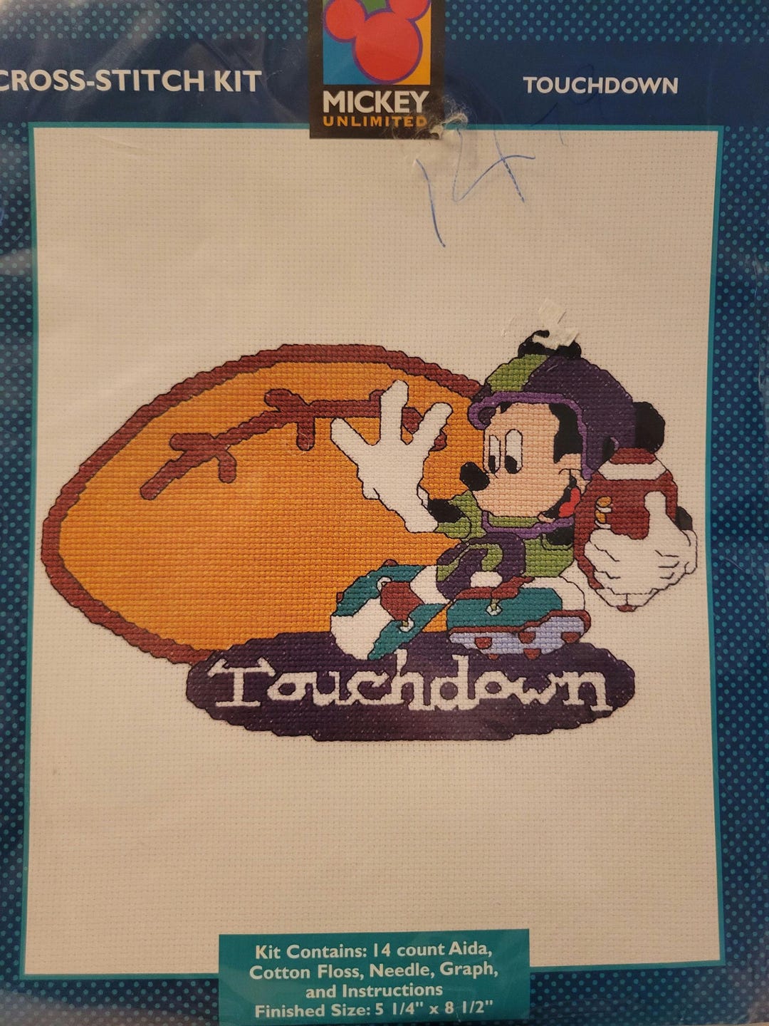 Mickey Unlimited Touchdown Cross Stitch Kit. FREE SHIPPING. New ...