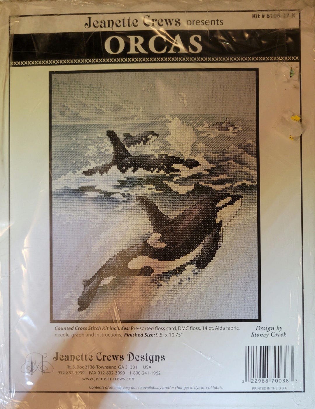 Jeanette Crews Orcas Cross Stitch Kit. FREE SHIPPING. Package Was Open ...