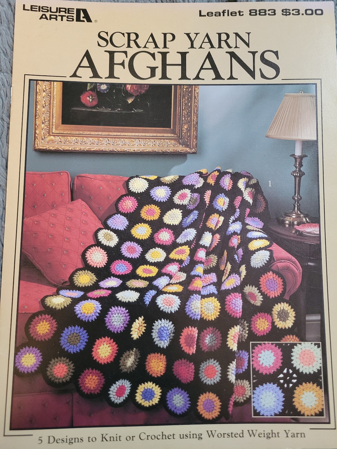 Vintage Leisure Arts Scrap Yarn Afghans to Knit and Crochet Pattern ...
