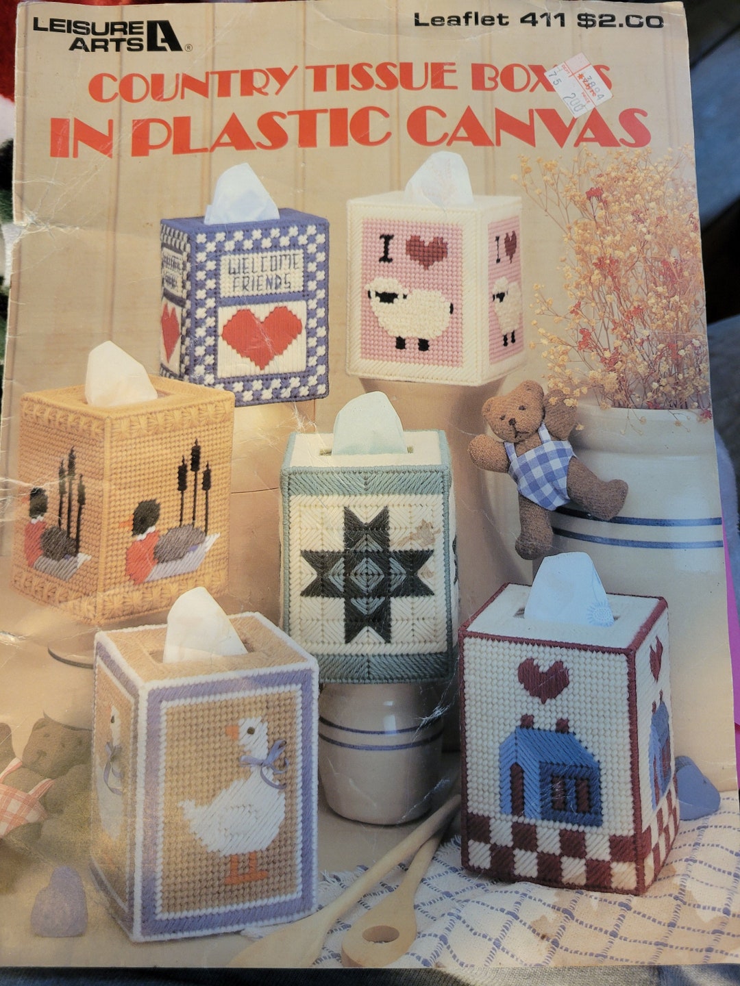 Vintage Leisure Arts Plastic Canvas Country Tissue Box Covers Pattern ...