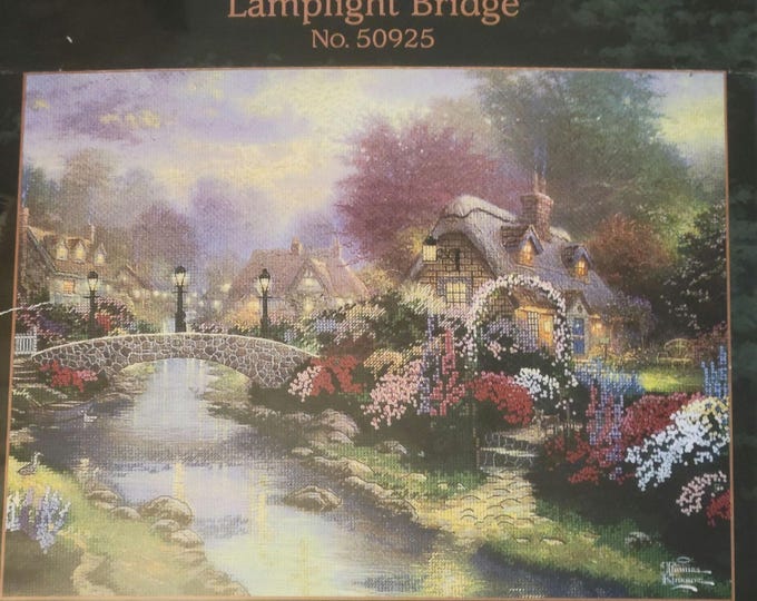 Thomas Kinkade Lamplight Bridge Embellished Cross Stitch Kit. FREE ...