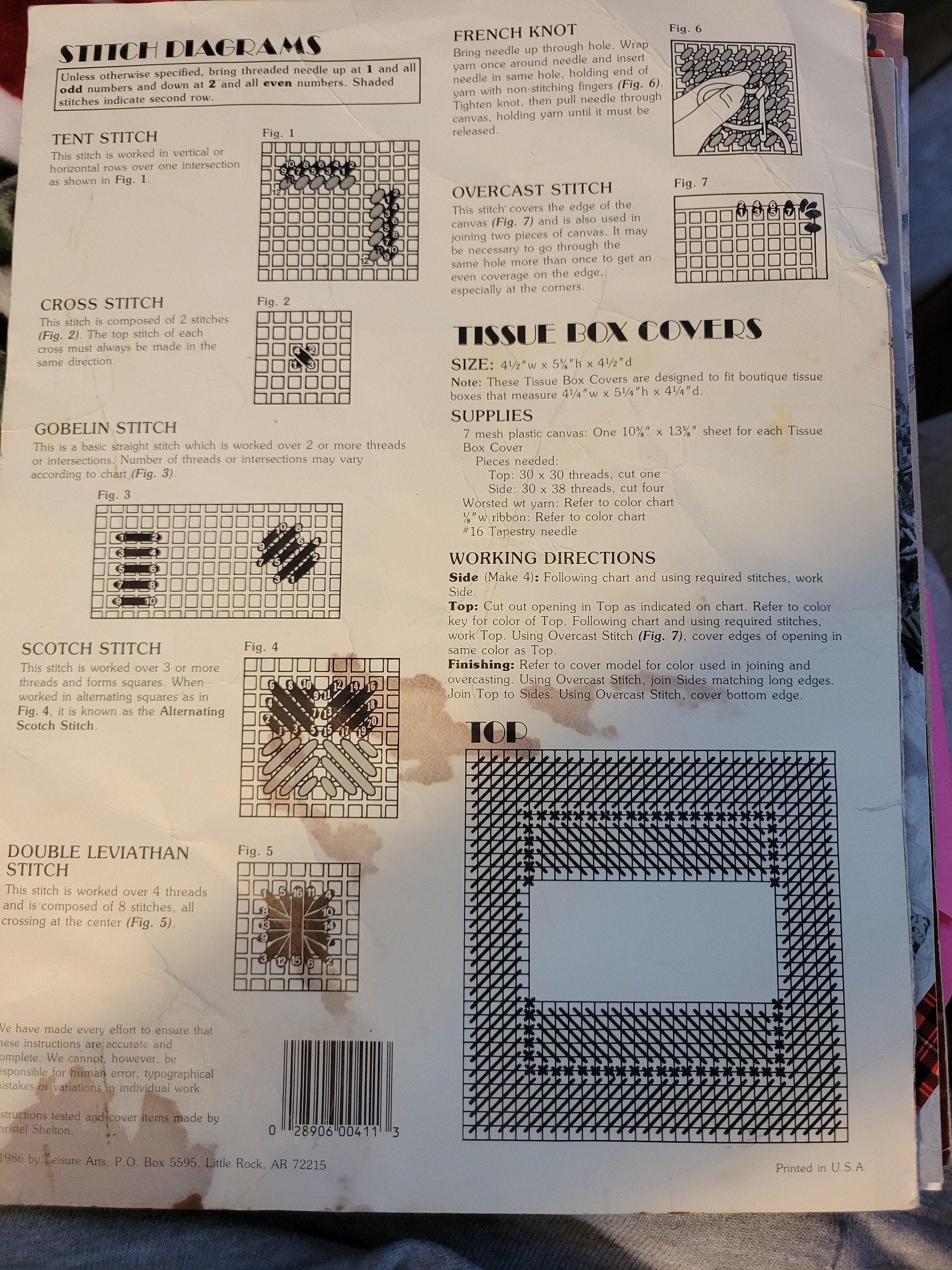 Vintage Leisure Arts Plastic Canvas Country Tissue Box Covers Pattern ...