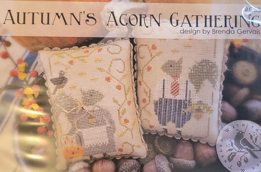 With Thy Needle & Thread Autumns Acorn Gathering Cross Stitch Pattern ...