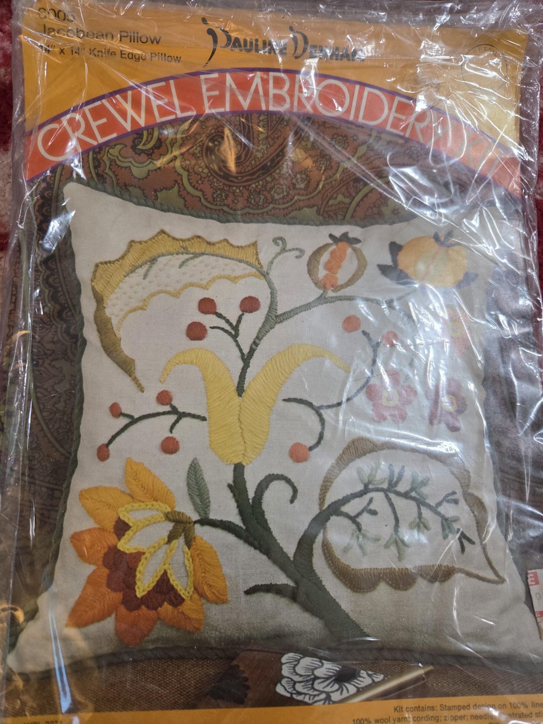 Pauline Denham Jacobean Pillow Crewel Embroidery Kit. FREE SHIPPING ...