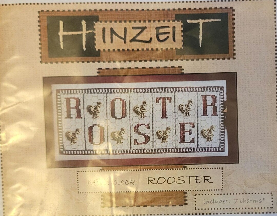 Hinzeit Mini Block Rooster Cross Stitch Pattern. Embellishments ...