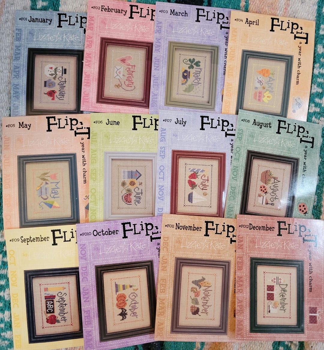 Lizzie Kate Flip It A Year With Charms Cross Stitch Pattern. Includes ...