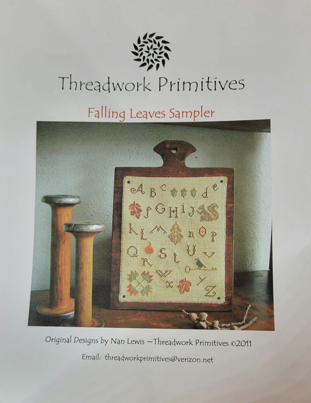 Threadwork Primitives Falling Leaves Sampler Cross Stitch Pattern. FREE SHIPPING. - Etsy