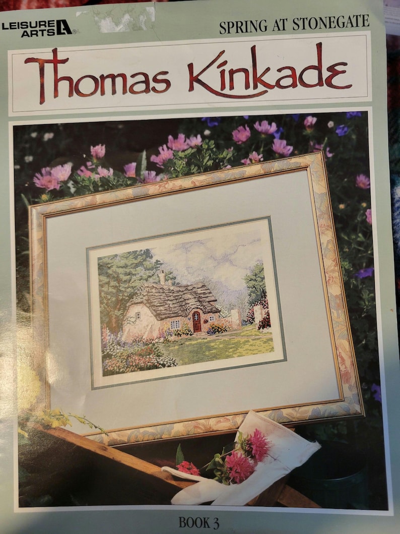 Vintage Leisure Arts - Cross Stitch Pattern Book - Thomas Kinkade Spring at Stonegate. FREE ...
