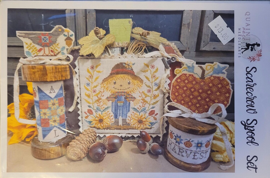 Quaint Rose Needlearts Scarecrow Spool Set Cross Stitch Pattern. FREE ...