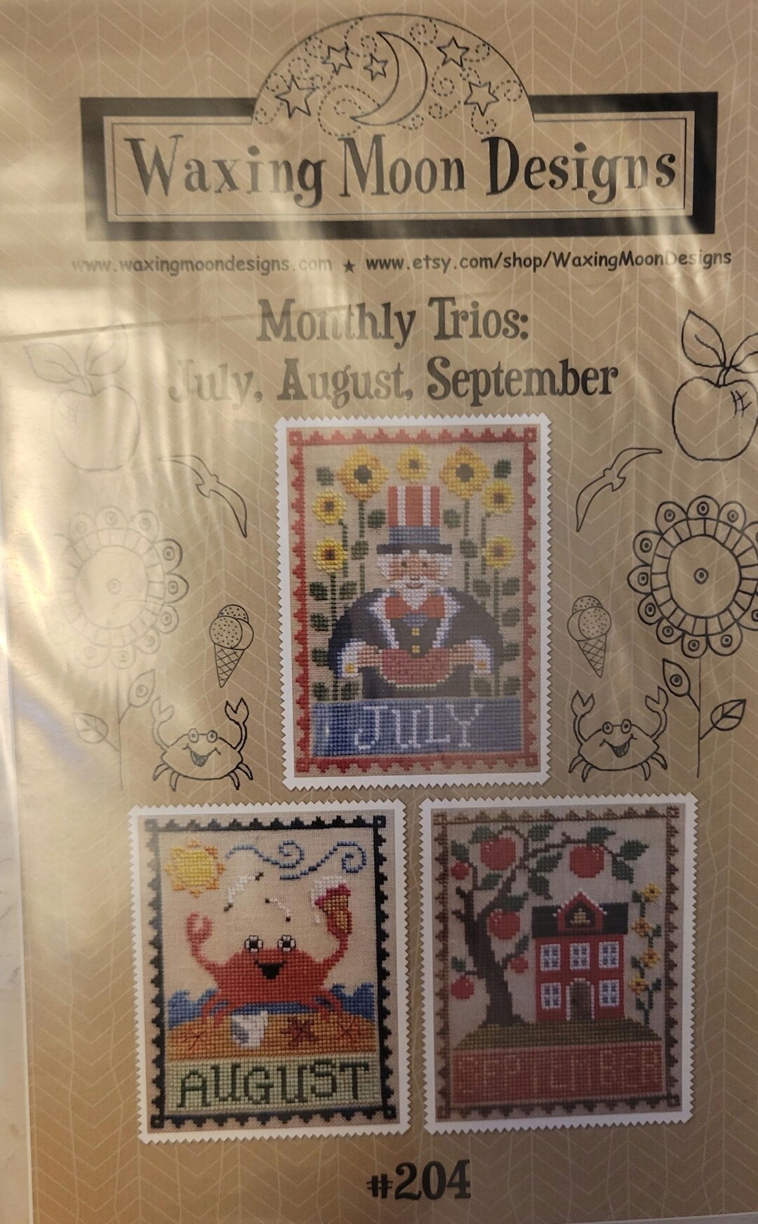 Waxing Moon Designs Monthly Trios: July, August, September Cross Stitch ...