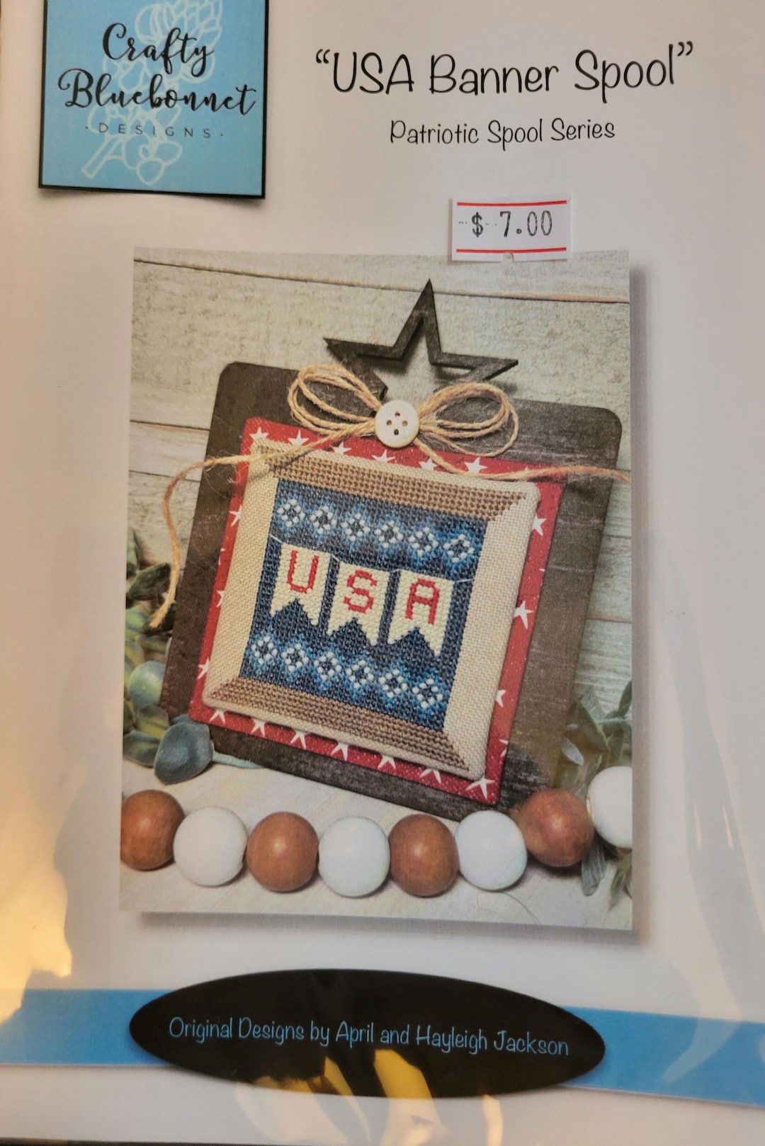 Crafty Bluebonnet USA Banner Spool Cross Stitch Pattern. Free Shipping ...