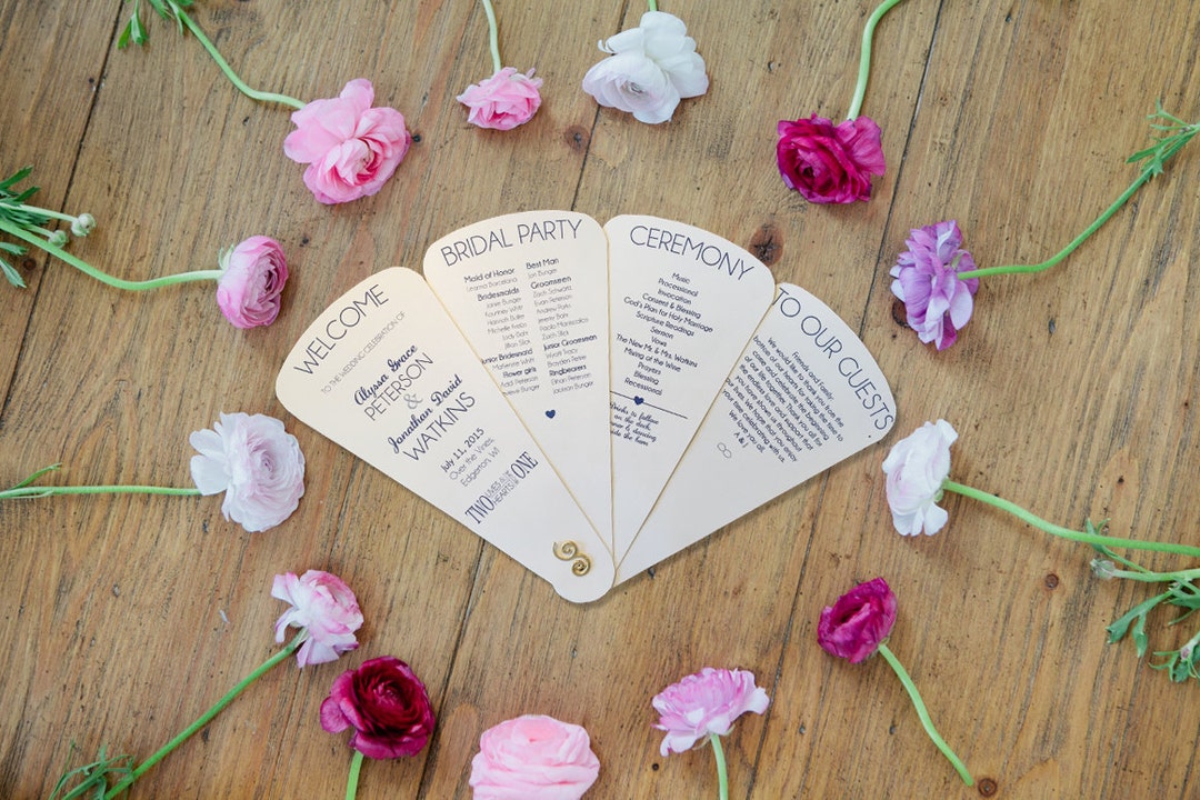 Sets of 10 Petal Panel Wedding Program Fan - Etsy
