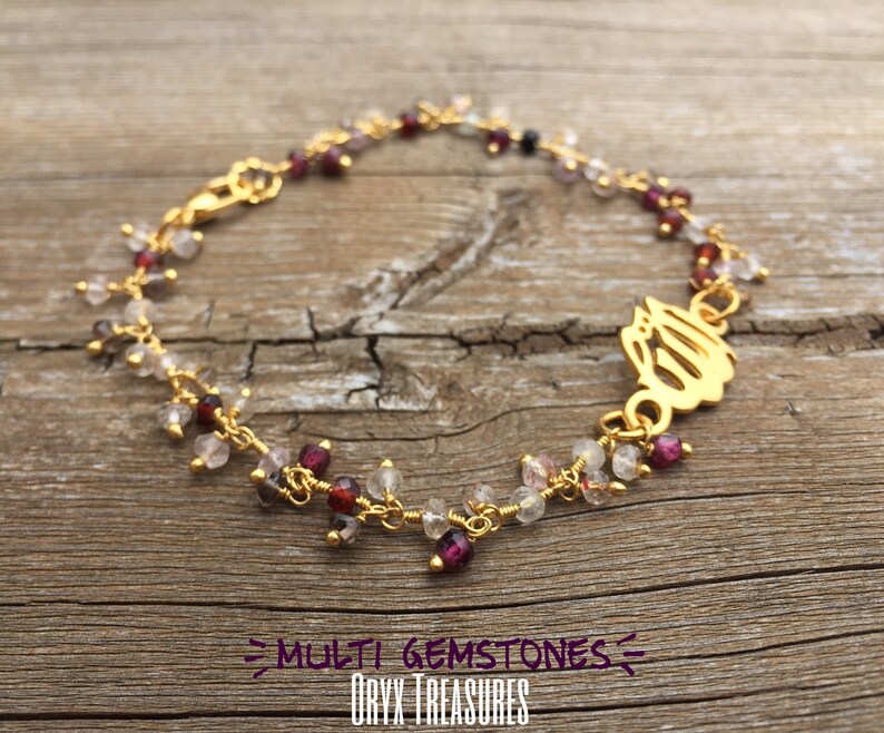 Genuine Tiny Multi Gemstones Nuggets Gold Plated Mashallah - Etsy