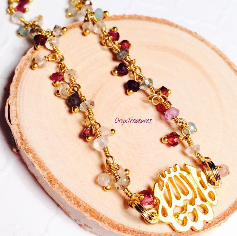 Genuine Tiny Multi Gemstones Nuggets Gold Plated Mashallah - Etsy