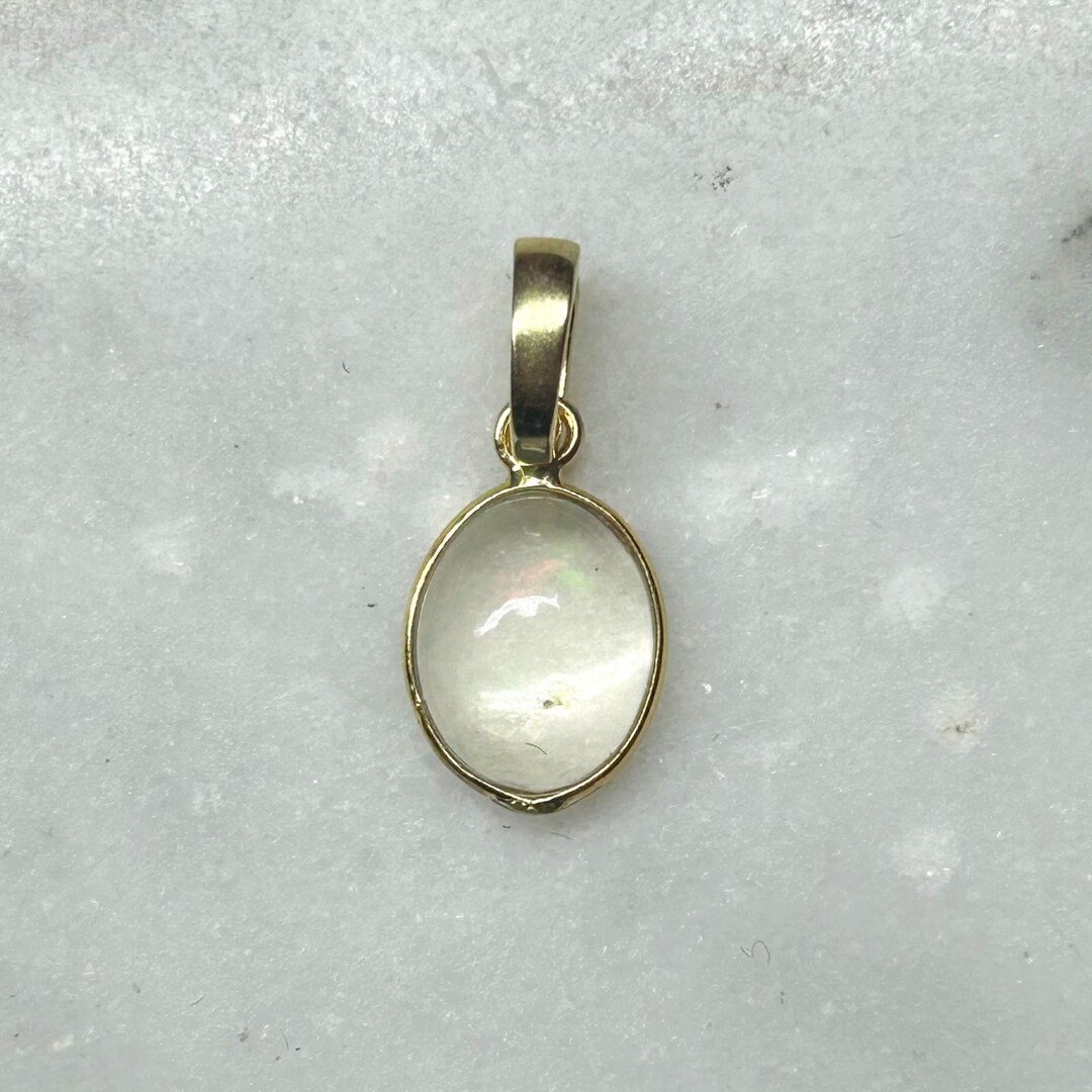 14ct Yellow Gold Opal Pendant | Solid 14k Gold Ethiopian Opal Charm ...