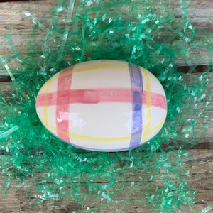 Plaid Egg - Personalized Ceramic Easter Egg - Etsy