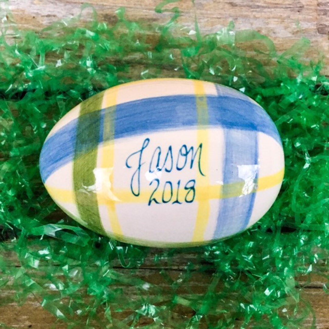 Plaid Egg - Personalized Ceramic Easter Egg - Etsy