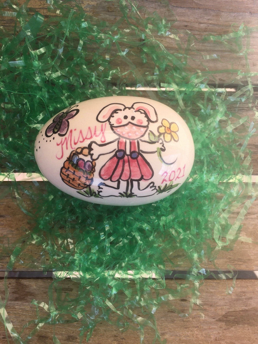 Fancy Dress Bunny With Mask - Personalized Ceramic Easter Egg - Etsy