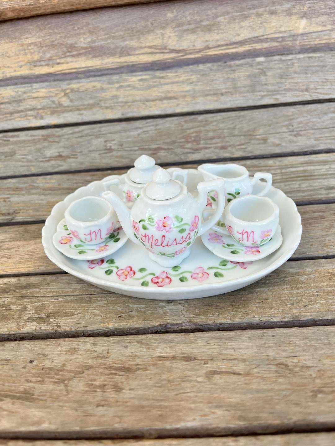 Doll Sized Porcelain Tea Set With Tray - Etsy