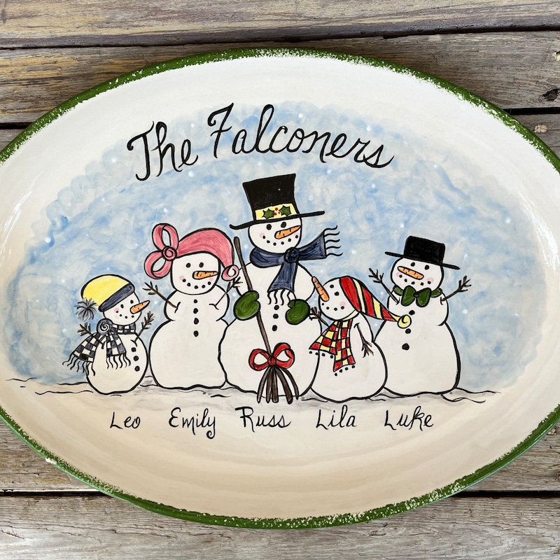 Snowman Ceramic Platter - Etsy