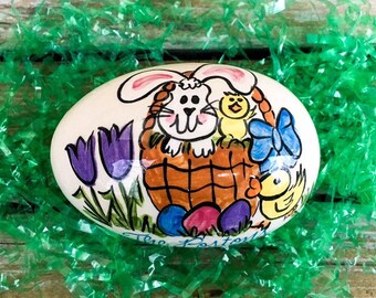 Bunny on Train Personalized Ceramic Easter Egg - Etsy