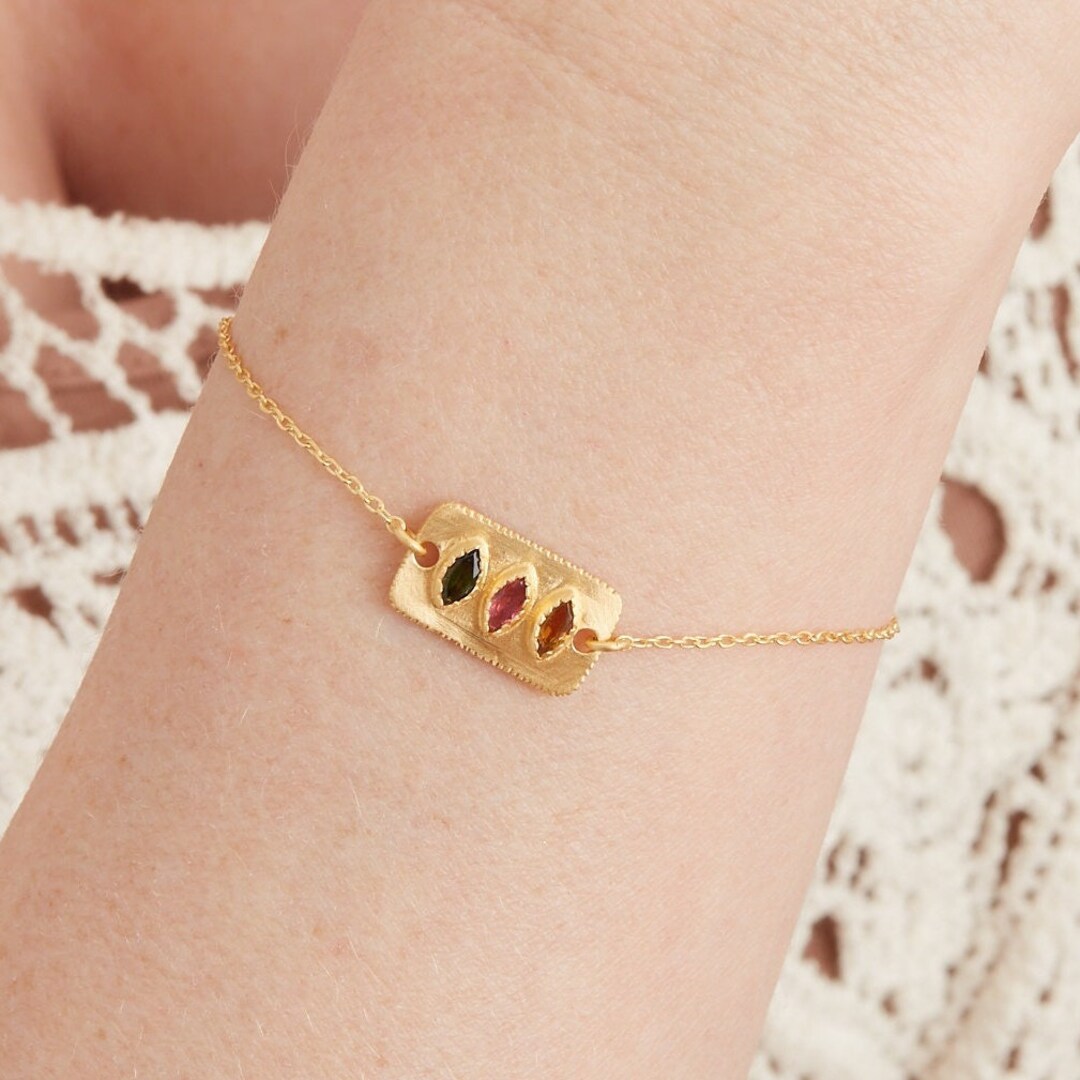 Bracciale a catena con barra in oro e argento con pietra preziosa di ...