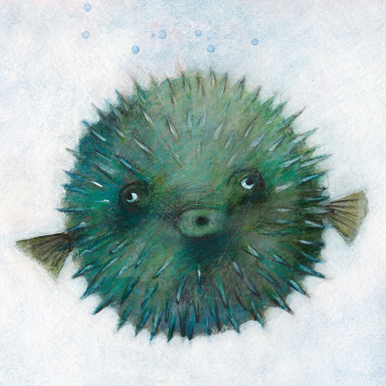 CHILDREN POSTER PUFFER Fish Illustration. Art Print Nursery - Etsy