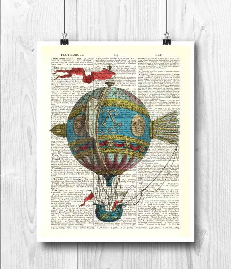 Aerostatic Machine Print, Hot Air Balloon Decor, Globe Balloon Nursery ...