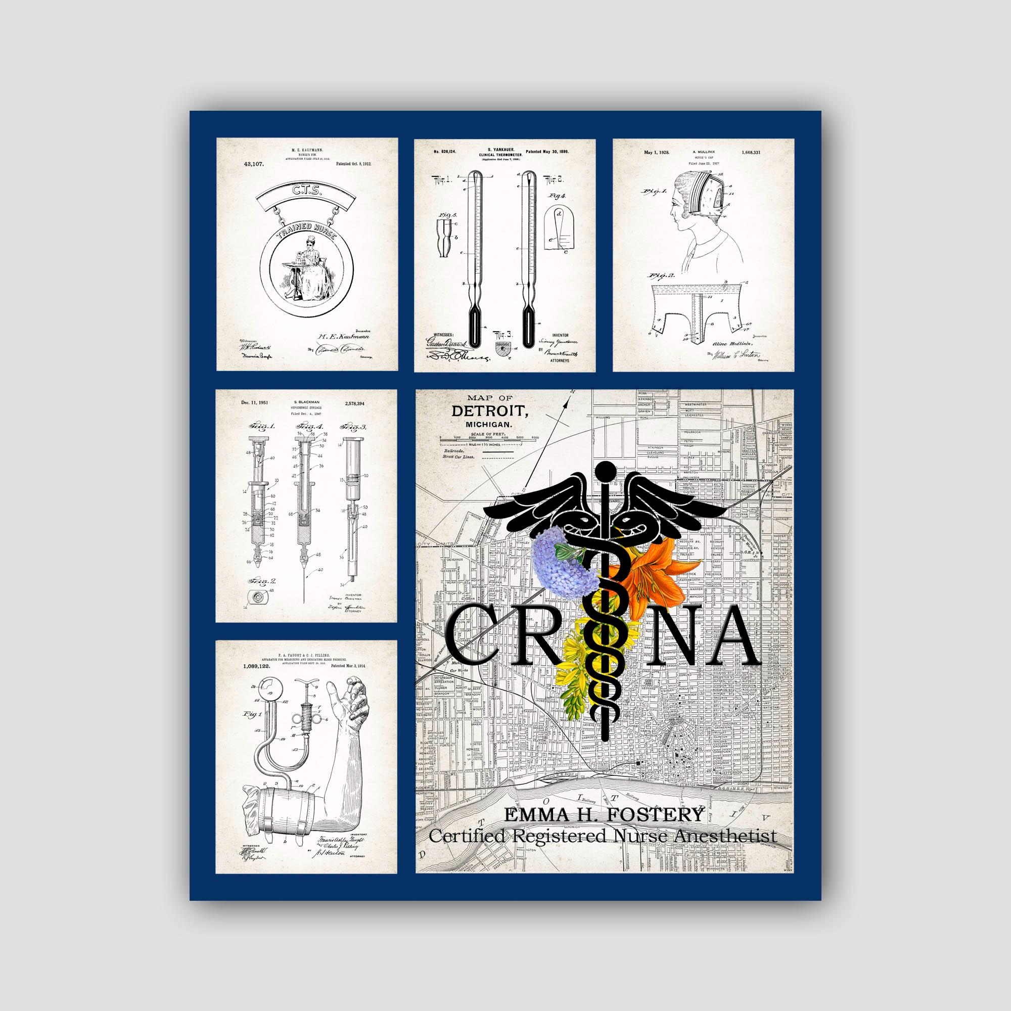 Personalized CRNA Graduation Poster - Vintage Nurse Anesthetist Wall ...