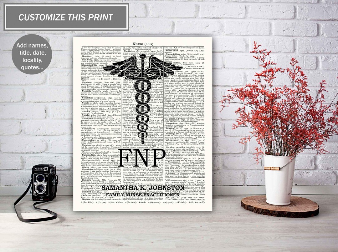 Personalized FNP Art Print, Vintage Dictionary Page, Nurse Graduation ...