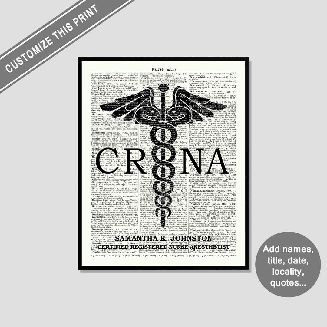 CRNA Graduation Gift - Personalized Nurse Anesthetist Wall Art - Etsy