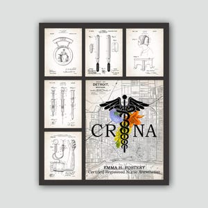 Personalized CRNA Graduation Poster - Vintage Nurse Anesthetist Wall ...