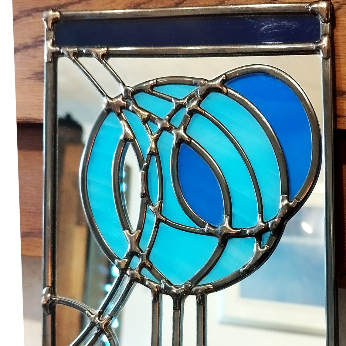 Blue Mackintosh Inspired Lead Overlay Stained Glass Mirror / Handmade ...