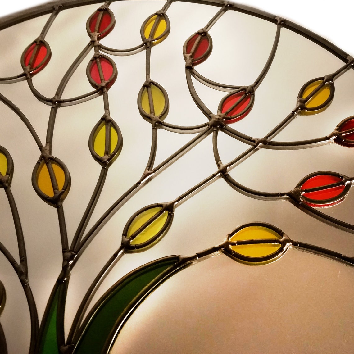 Round Tree of Life Design Stained Glass Mirror. - Etsy UK