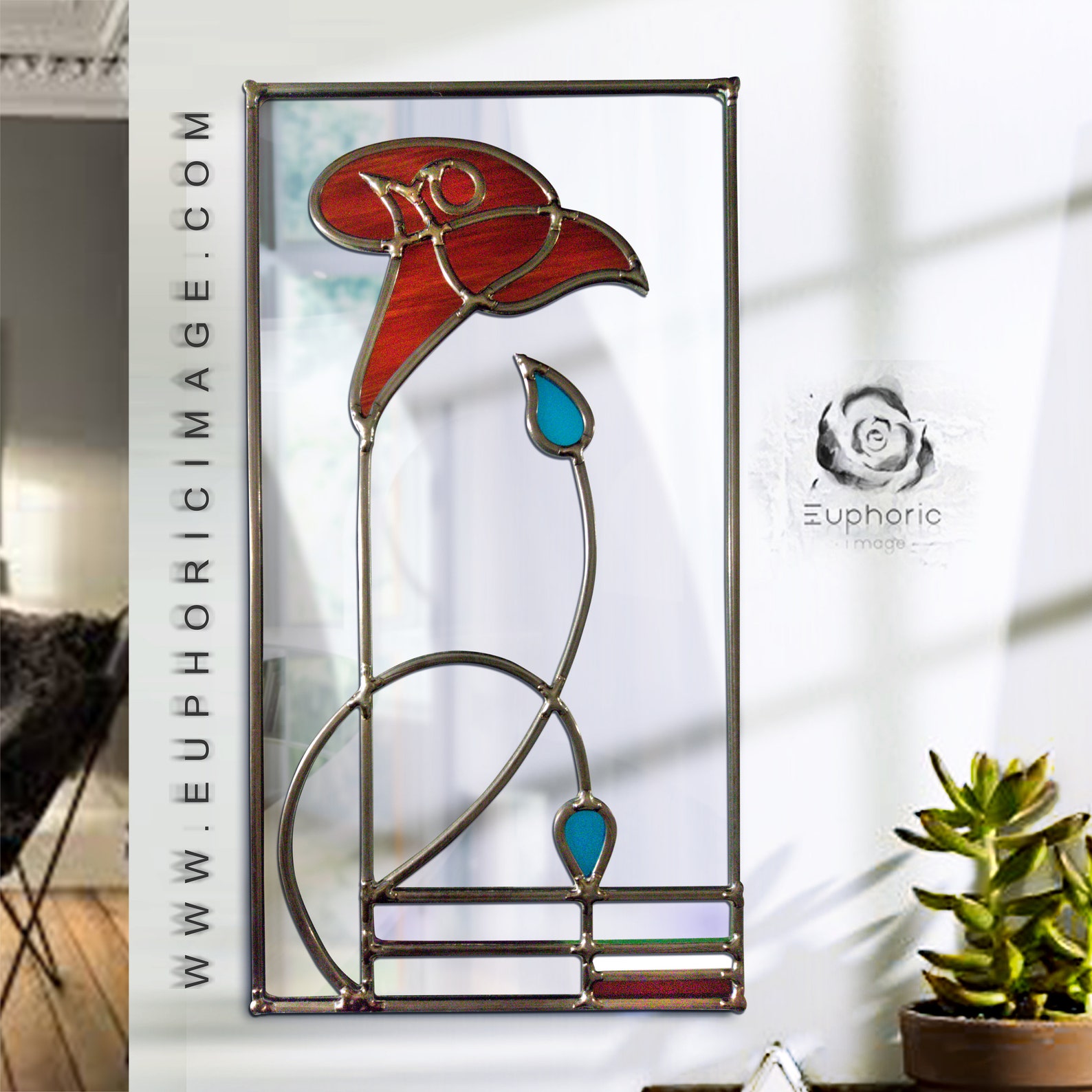 Mackintosh Design Lead Overlay Stained Glass Mirrors 30 X 55 Cm - Etsy UK