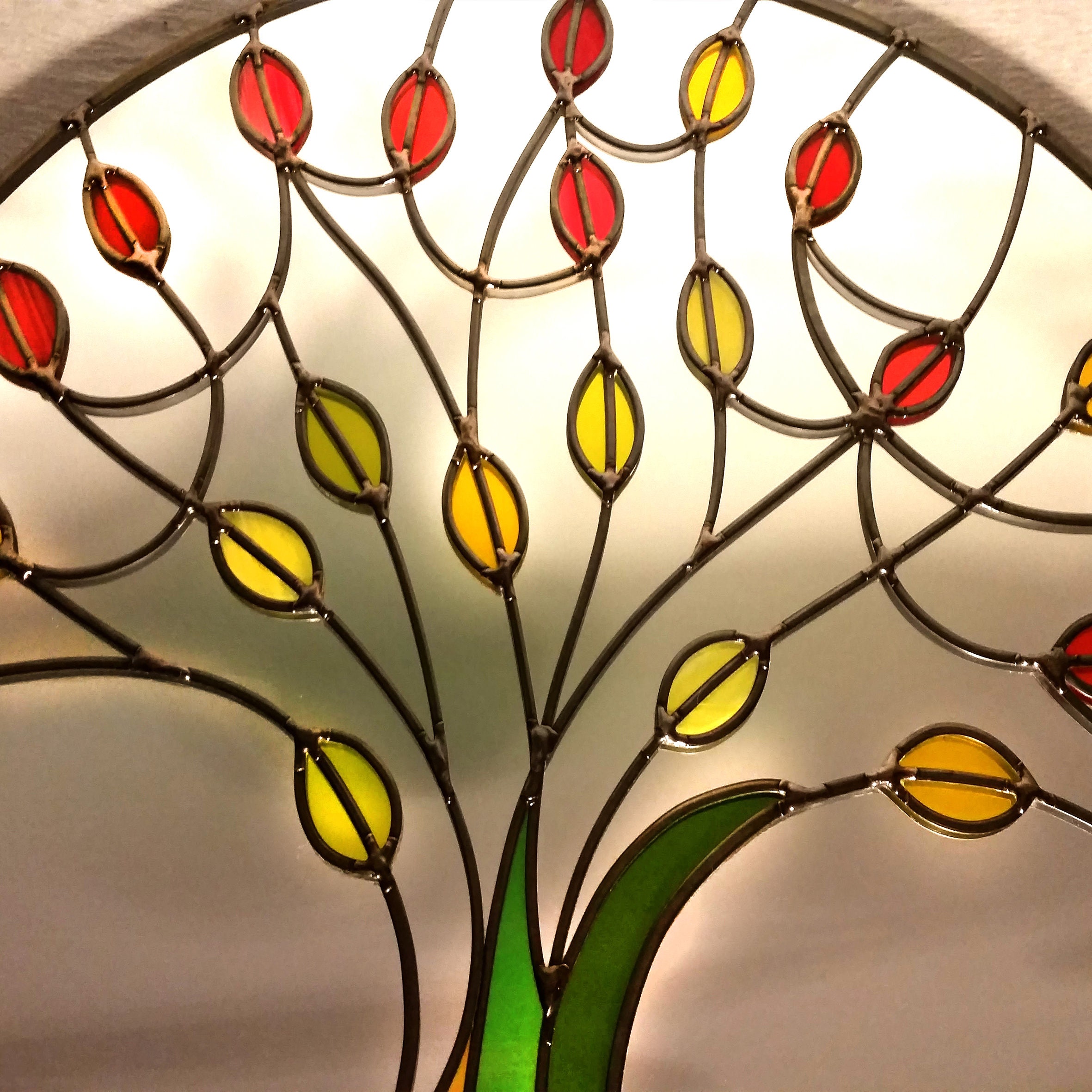 Round Tree of Life Design Stained Glass Mirror. - Etsy UK