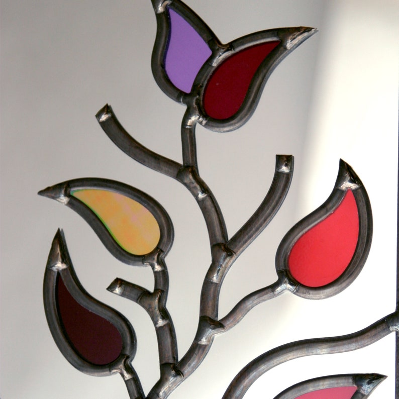 Square Tree of Life Lead Overlay Stained Glass Mirror Design 61 X 61 Cm ...