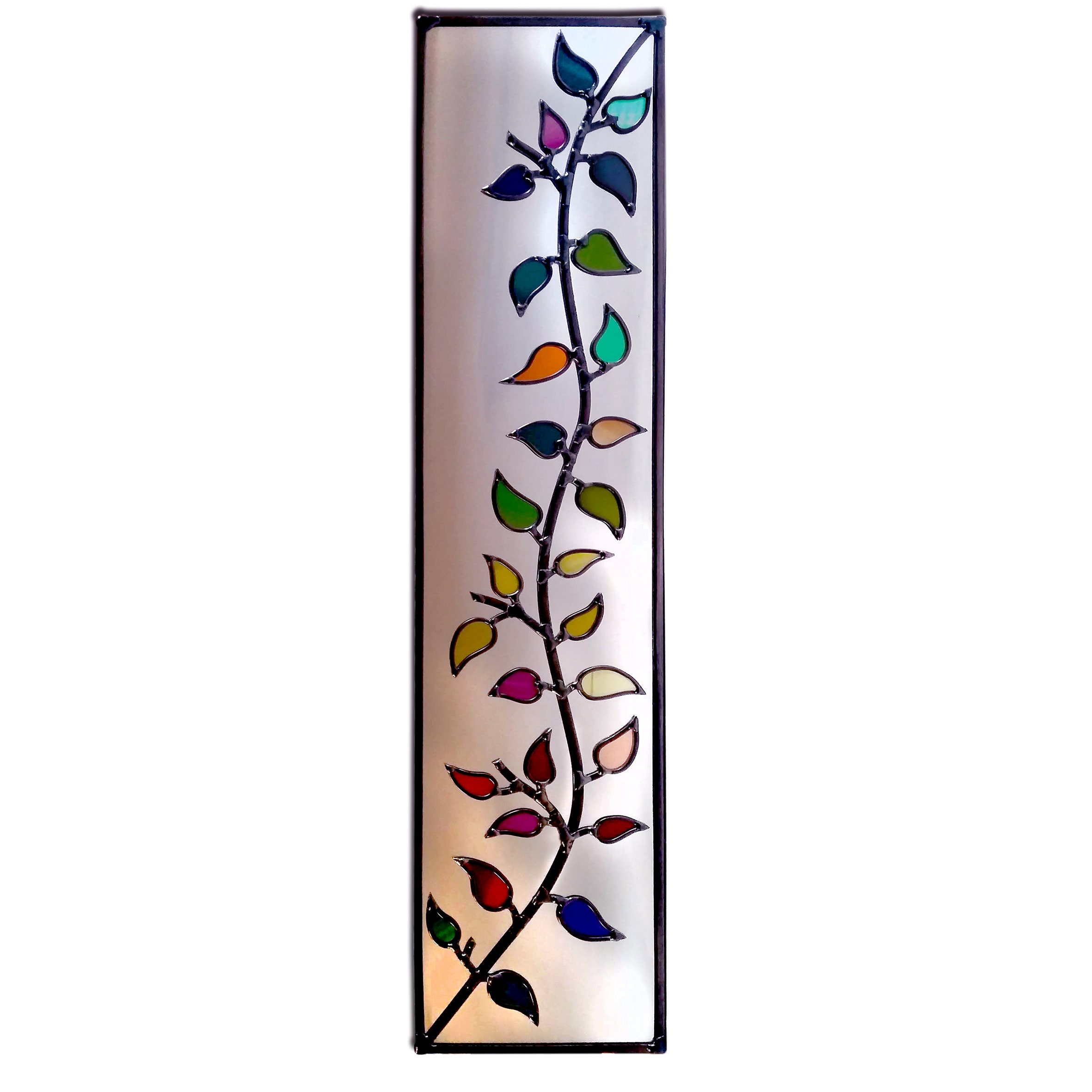 Pair of Branch Design Lead Overlay Stained Glass Mirrors 25 X 91 Cm ...