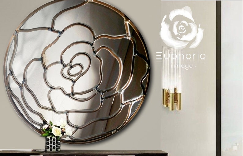 Stained Glass Mirror / Round Mirror / Large Mirror / Rose Design Mirror ...