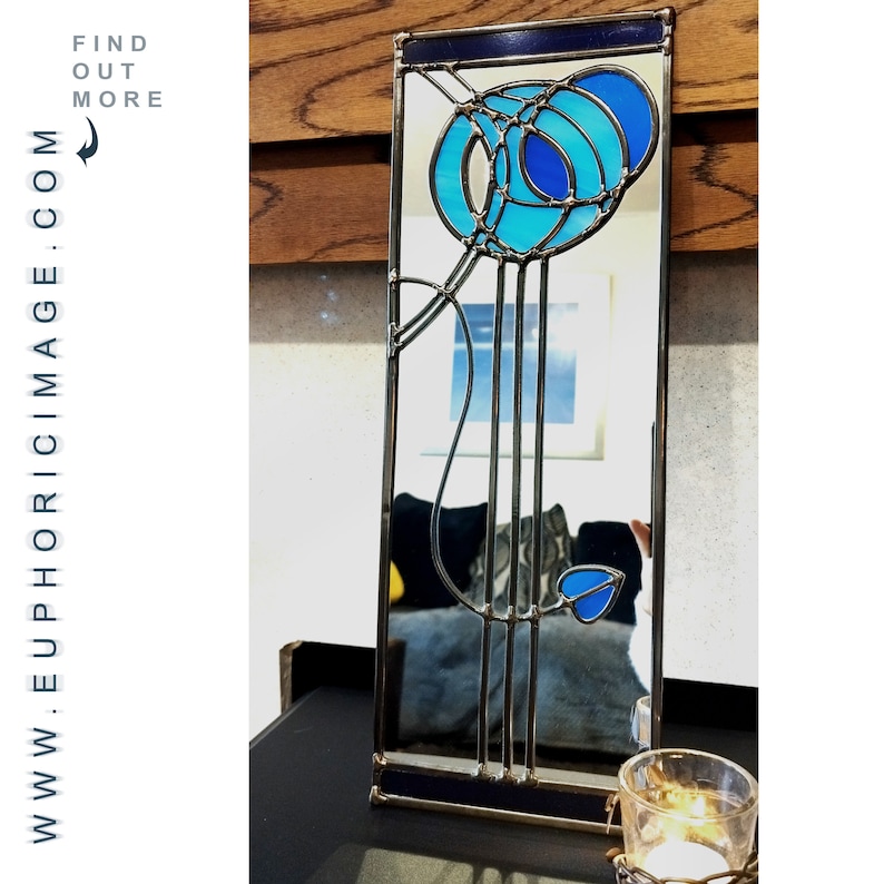 Blue Mackintosh Inspired Lead Overlay Stained Glass Mirror / Handmade ...