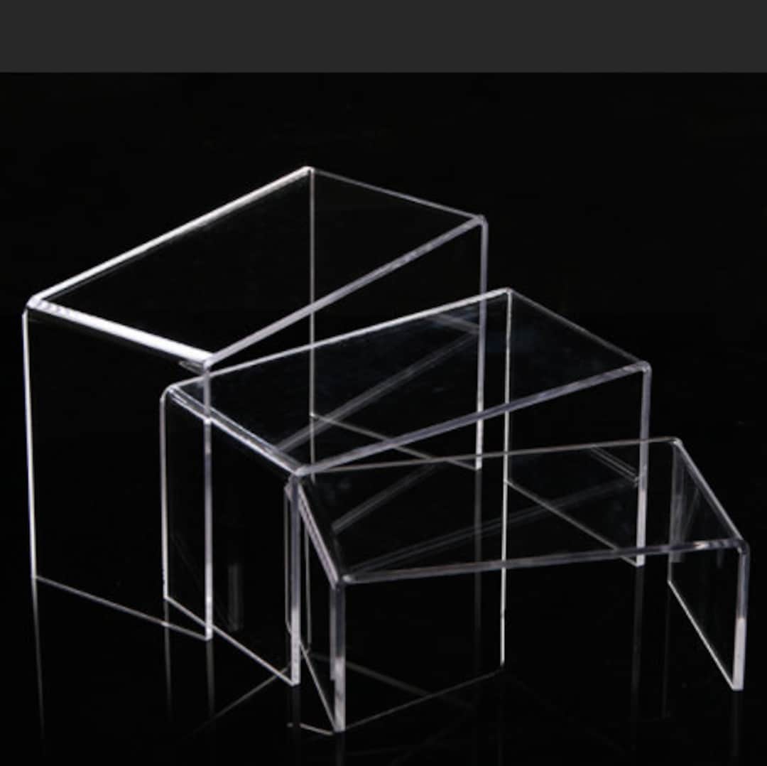 Set of 3pcs or 5pcs Acrylic Riser Display All Sizes Clear Showcase ...