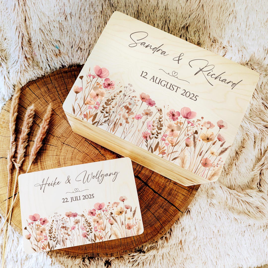 Wedding Memory Box With Name "wildflowers" Wedding Date Memory Box for ...