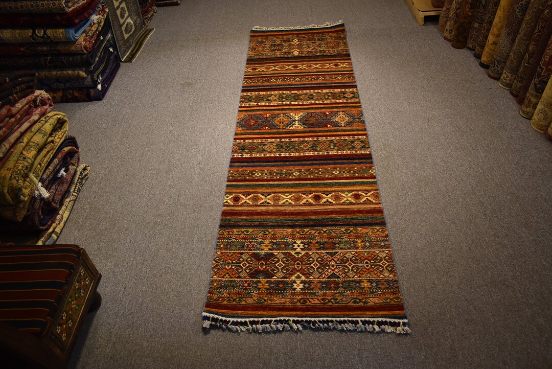 Tribal Hazaragi Contemporary Design Gabbah Super Kazaak Runner Rug - Etsy