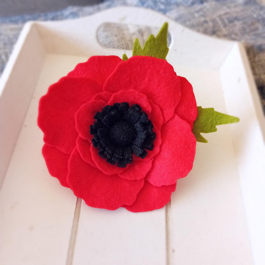 Handmade Felt Poppy Brooch: Floral Coat Pin - Etsy
