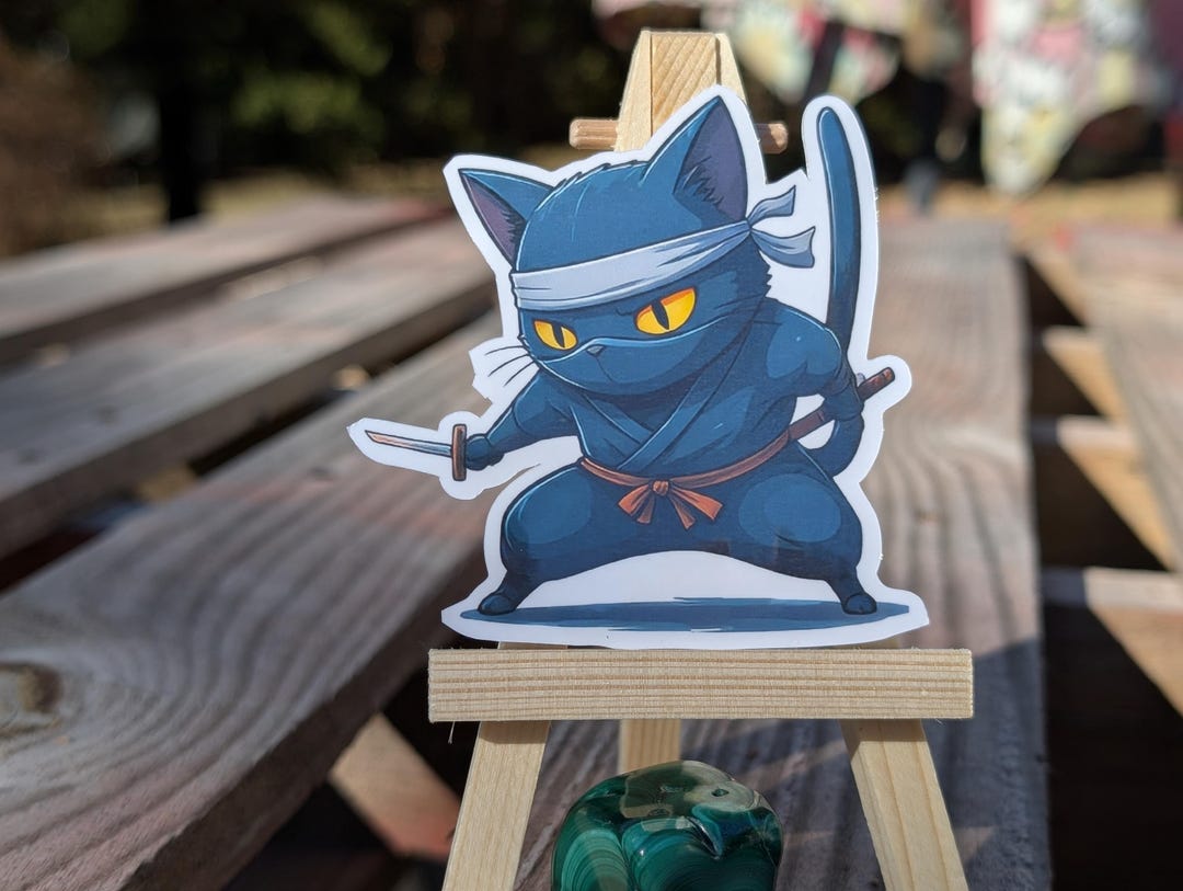 Ninja Cat Sticker - Stealthy & Cute- Stealthy Feline Warrior Decal for ...