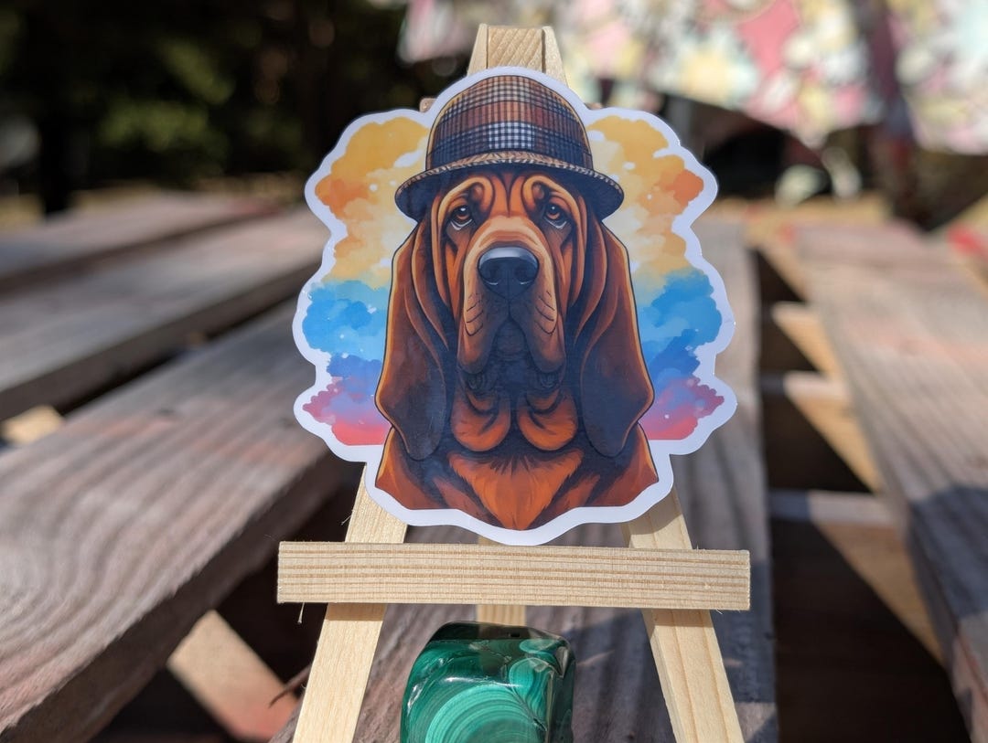 Sherlock Hound Sticker - Detective Dog With Deerstalker Hat - Funny ...